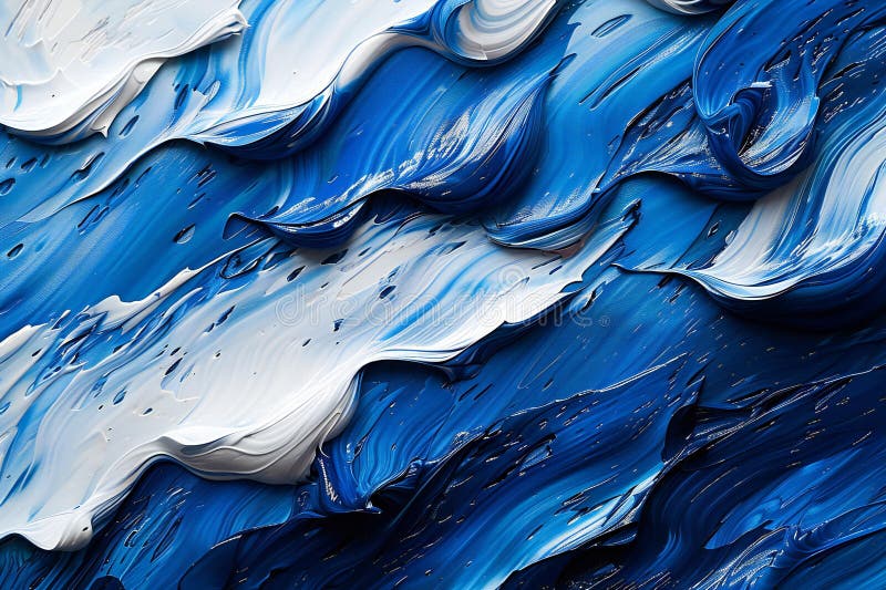 Abstract Blue and White Brush Strokes Background, Oil Painting, High ...