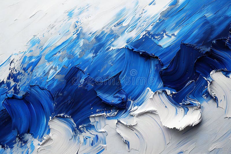 Abstract Blue and White Brush Strokes Background, Oil Painting, High ...
