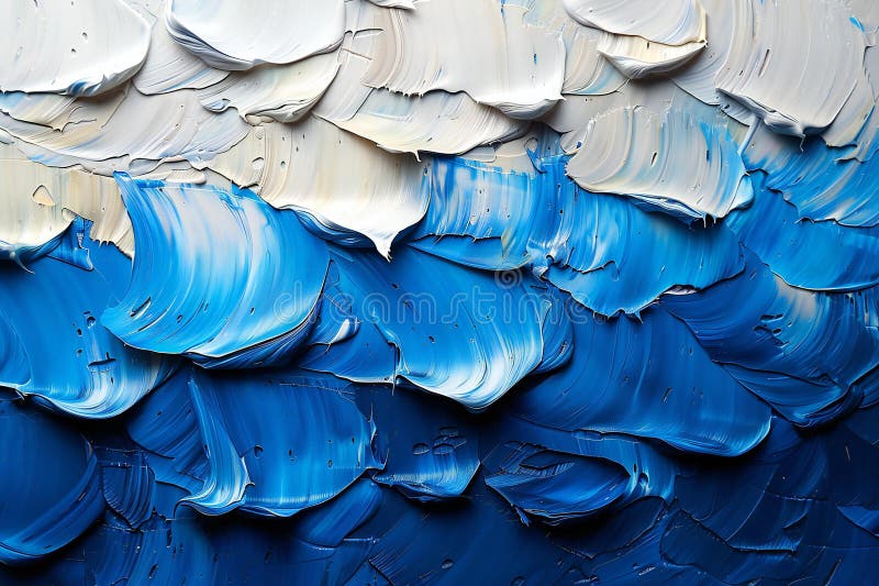 Abstract Blue and White Brush Strokes Background, Oil Painting, High ...