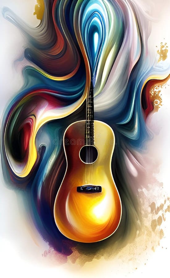 Abstract Background in Bright Colors with a Guitar1 Stock Illustration ...