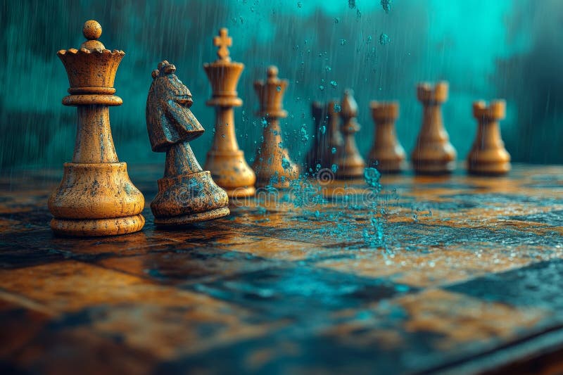 Illustration of an Abstract Chessboard Featuring Abstract Chess Pieces ...