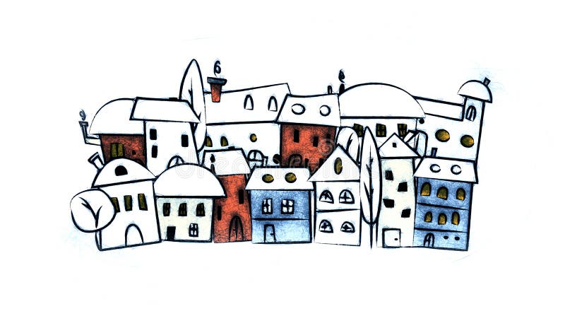 Illustration of Abstract City in Hand Draw Style Stock Illustration ...