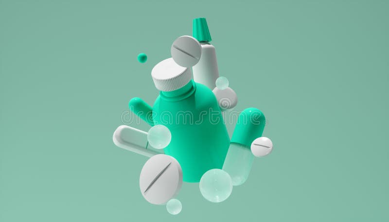 Abstract Illustration of Cube with Pills and Drugs. - 3d Rendering ...