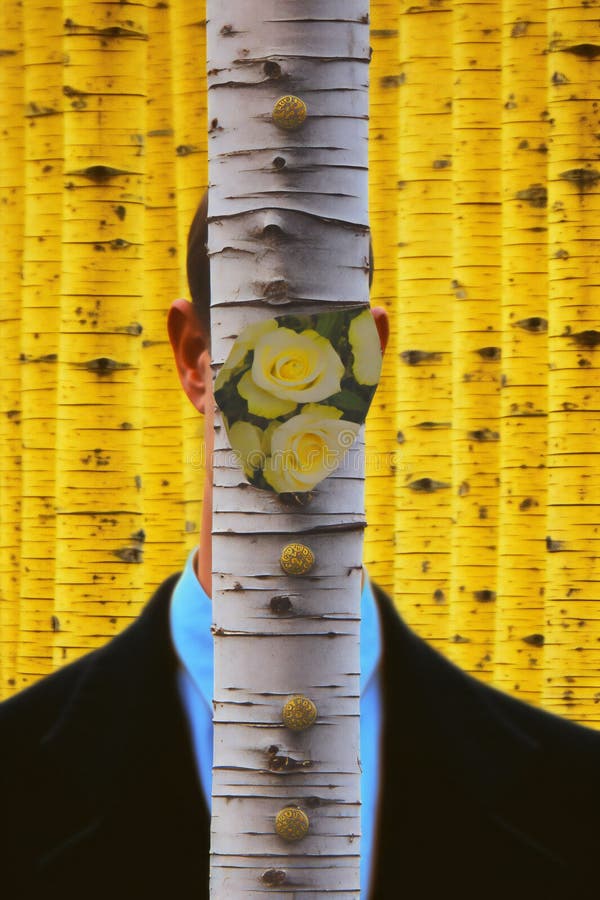 Illustration of Abstract Compositions of Human Figures Against Trees in ...