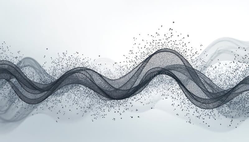 Illustration of Abstract 3D Wavy Dynamic Flow of Black Dots on White ...