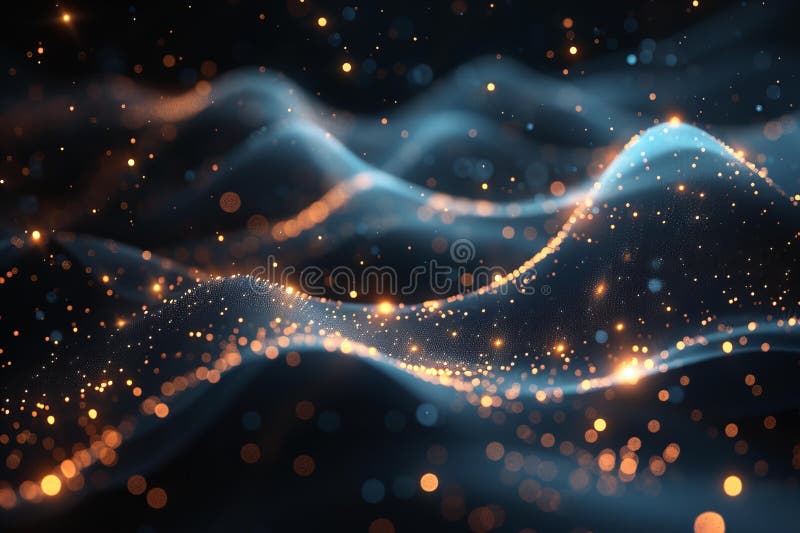 Abstract Dark Background with Digital Connections and Waves of Light ...