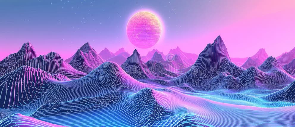 An Illustration of an Abstract Data Landscape with Flowing Color Waves ...