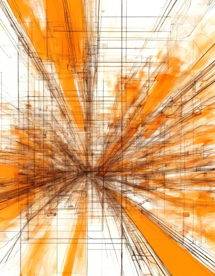 Illustration Abstract Engineering Orange Linear Structures Amber ...