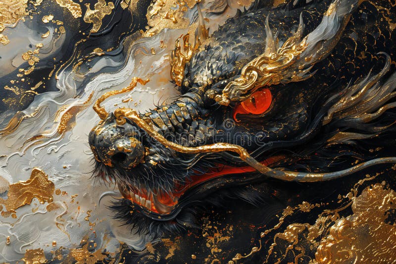Abstract Expressionist Art Style , a Black and Gold Image of the Demon ...