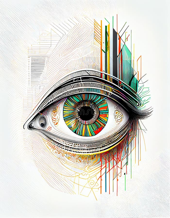 An Illustration of Abstract Eye Design with Circuit Lines, Technology ...