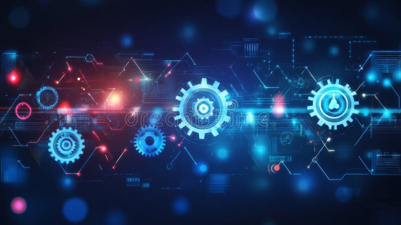 Illustration of an Abstract Gear and Technology Background in Blue ...