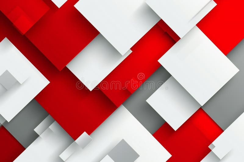Abstract Geometric Background with Red and White Squares Stock ...
