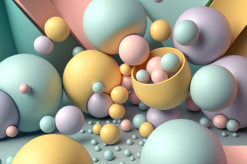 Illustration of an Abstract Geometry of Balls in Pastel Colors. AI ...