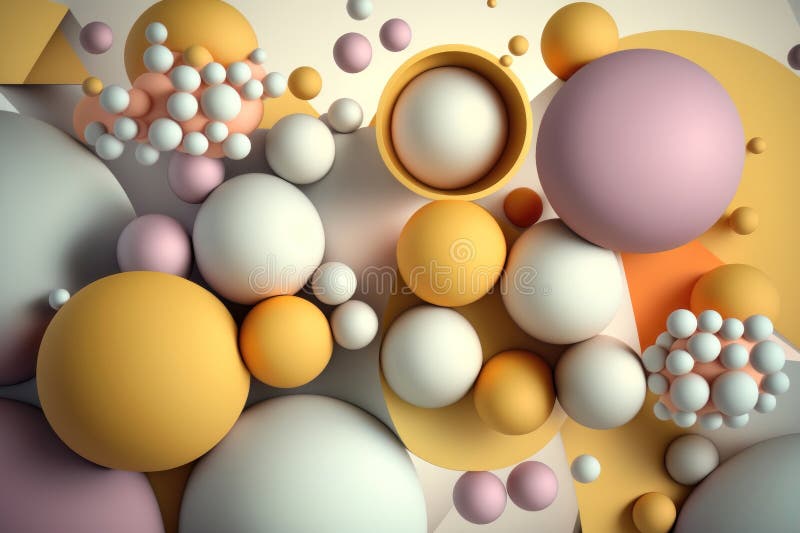 Illustration of an Abstract Geometry of Balls in Pastel Colors. AI ...