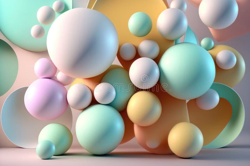 Illustration of an Abstract Geometry of Balls in Pastel Colors. AI ...
