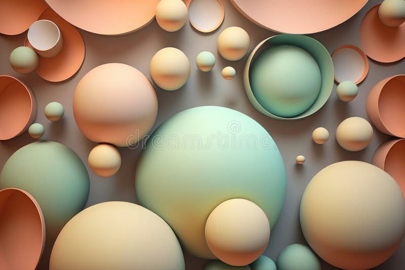 Illustration of an Abstract Geometry of Balls in Pastel Colors. AI ...