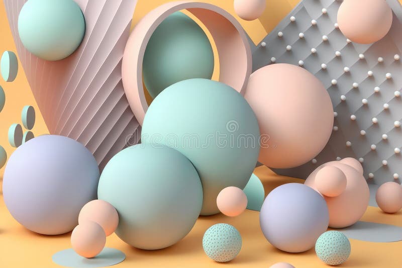 Illustration of an Abstract Geometry of Balls in Pastel Colors. AI ...