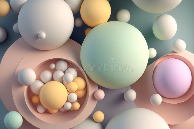 Illustration of an Abstract Geometry of Balls in Pastel Colors. AI ...