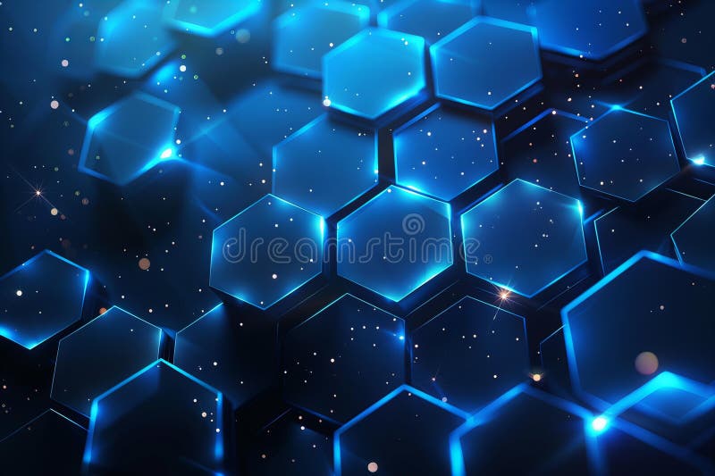 Illustration of Abstract Glowing Blue Hexagons Background with Space ...