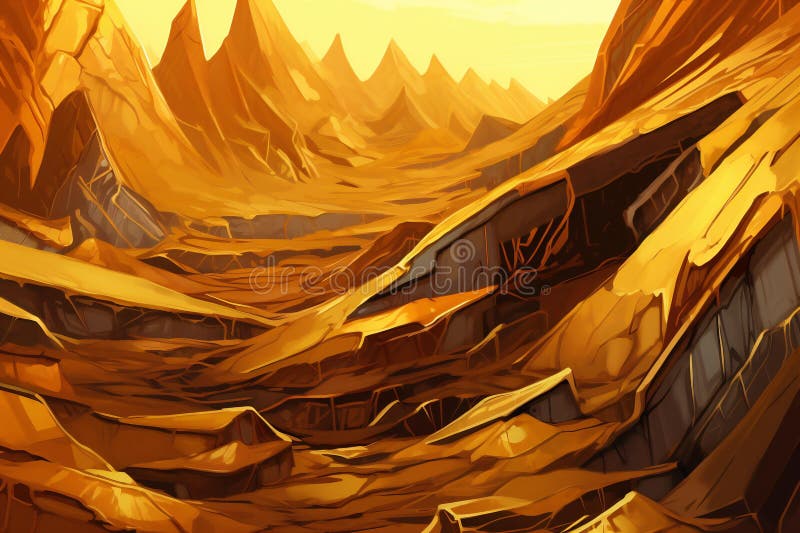 Illustration of Abstract Golden Background with Cracks in the Ground ...