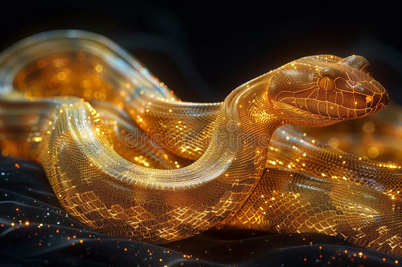 An Abstract Golden Loop of Textiles on the Black Background Stock ...