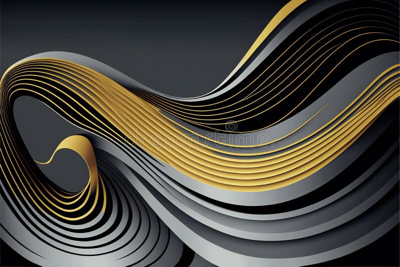 Abstract Grey and Gold Background Poster with Dynamic Wave, Abstract ...