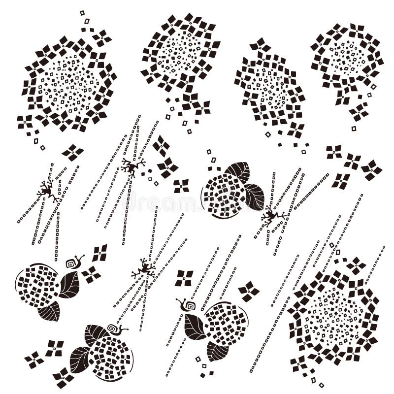 Illustration of an Abstract, Japanese Style Hydrangea Stock Vector ...