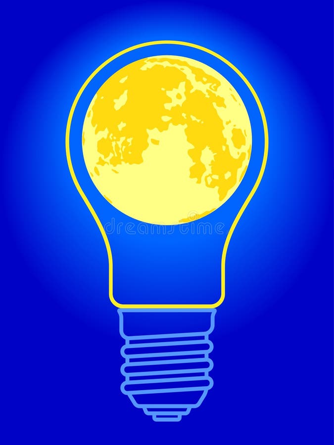 Light bulb moon stock vector. Illustration of blue, lightbulb - 109864091