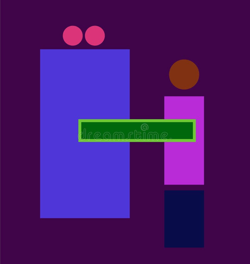 Illustration of an Abstract Little Boy with a Gift in His Hands Stock ...