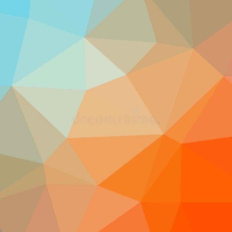 Illustration of Abstract Low Poly Orange and Aqua Square Background ...