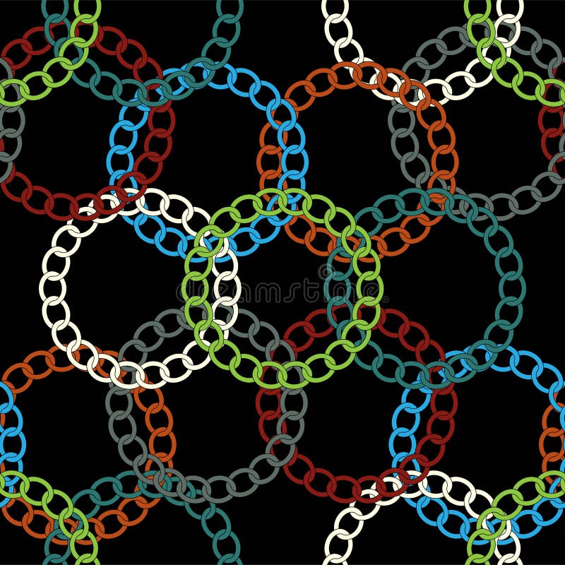 Illustration of the Abstract Multicolored Chain on Black Background ...