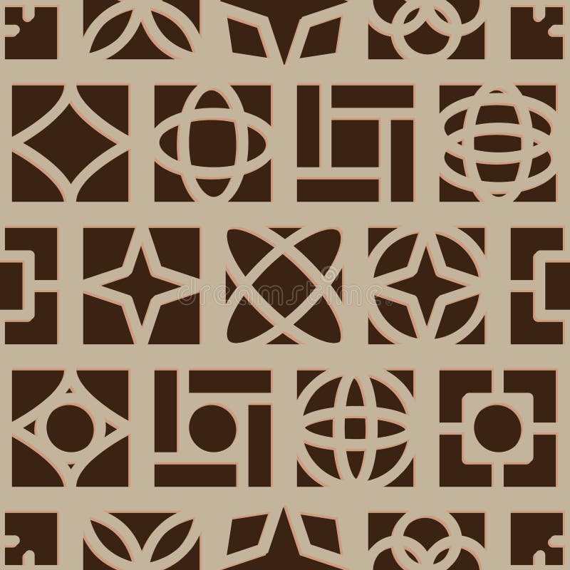 Old Style Square Symmetry Brown Seamless Pattern Stock Vector ...