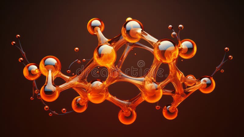 Illustration of an Abstract Orange Molecular Element Stock Photo ...