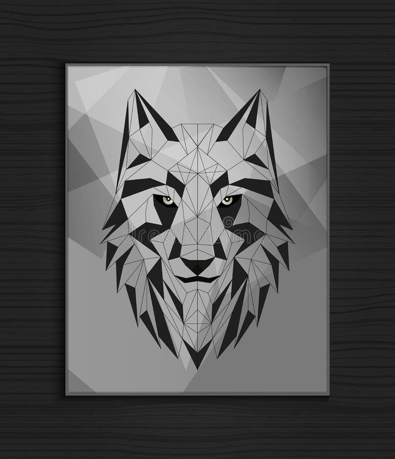 Polygonal Wolf Head Vector Icon on White Background. Flat Vector ...