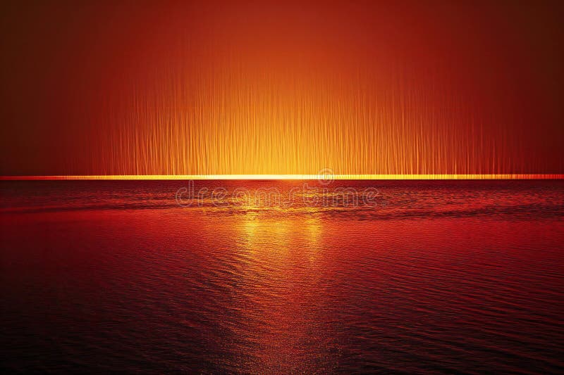 Abstract Red Sunset Over the Sea and the Sun Reflected in the Water ...