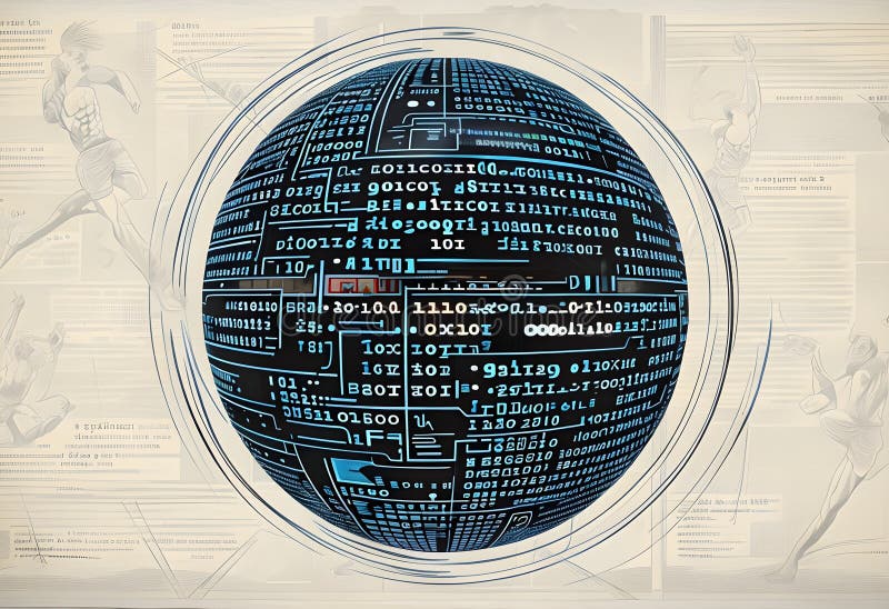 Illustration of an Abstract, Rotating Digital Sphere with Resembling ...