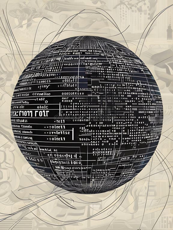 Illustration of an Abstract, Rotating Digital Sphere with Resembling ...