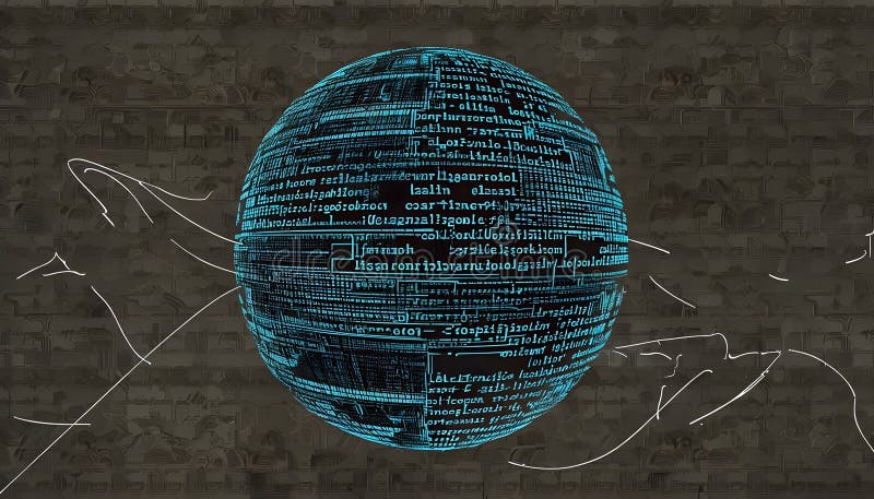 Illustration of an Abstract, Rotating Digital Sphere with Resembling ...
