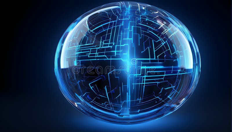 Illustration of an Abstract, Rotating Digital Sphere with Resembling ...