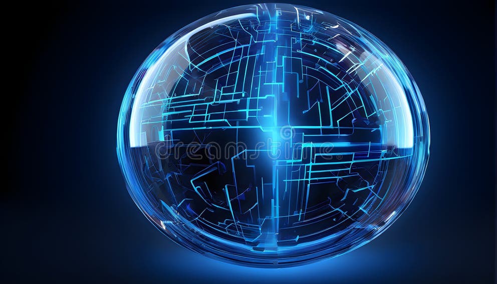 Illustration of an Abstract, Rotating Digital Sphere with Resembling ...