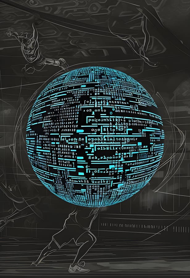 Illustration of an Abstract, Rotating Digital Sphere with Resembling Pattern Stock Illustration ...