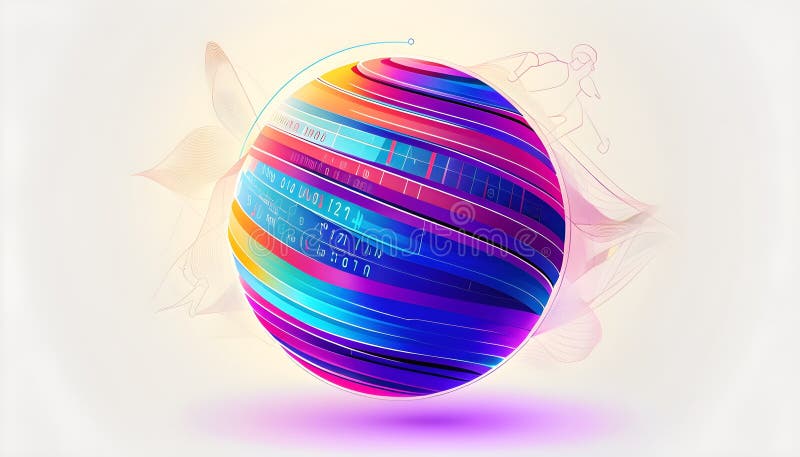 Illustration of an Abstract, Rotating Digital Sphere with Resembling ...