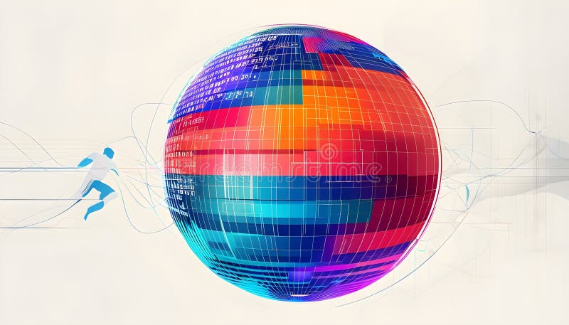 Illustration of an Abstract, Rotating Digital Sphere with Resembling Pattern Stock Illustration ...