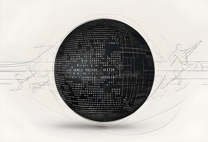 Illustration of an Abstract, Rotating Digital Sphere with Resembling ...