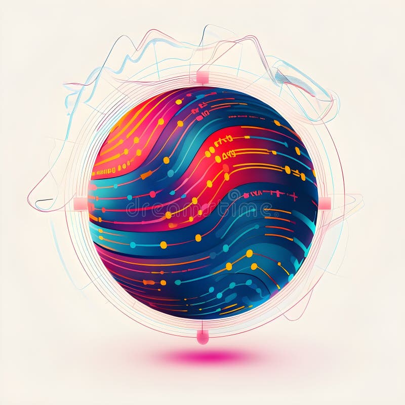 Illustration of an Abstract, Rotating Digital Sphere with Resembling Pattern Stock Illustration ...