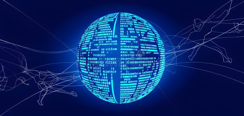 Illustration of an Abstract, Rotating Digital Sphere with Resembling ...