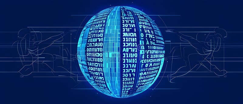 Illustration of an Abstract, Rotating Digital Sphere with Resembling ...
