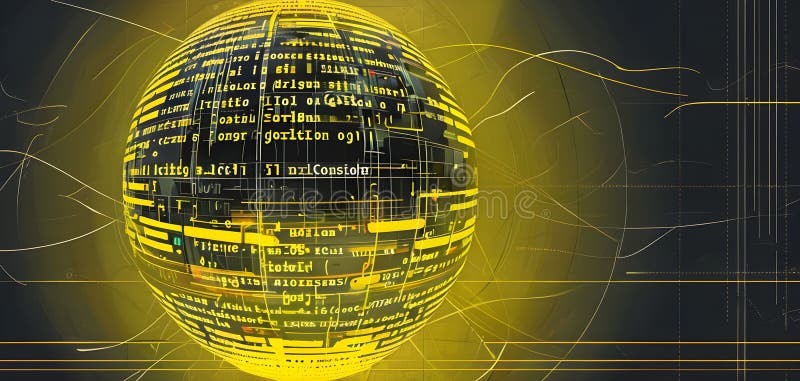 Illustration of an Abstract, Rotating Digital Sphere with Resembling ...