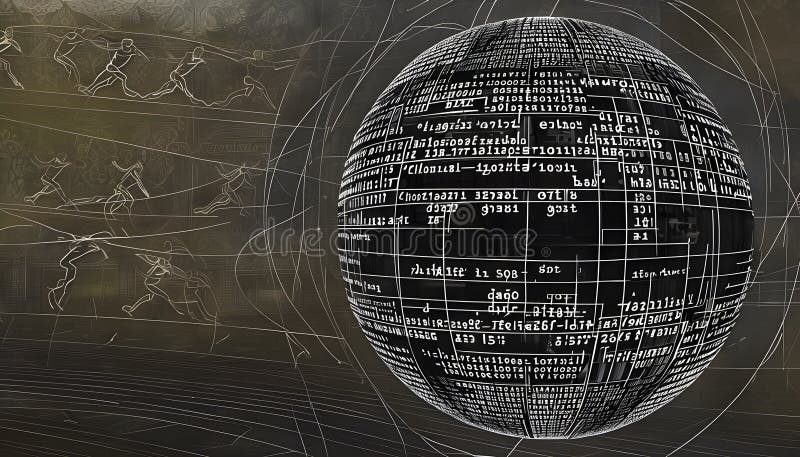 Illustration of an Abstract, Rotating Digital Sphere with Resembling ...