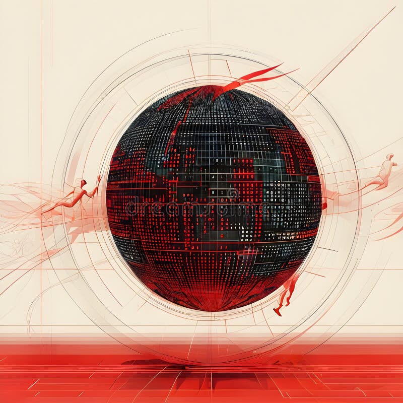Illustration of an Abstract, Rotating Digital Sphere with Resembling ...